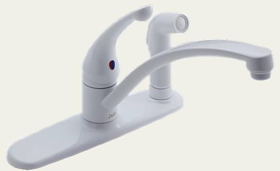 Delta 340-WHWF Signature White Single Handle Kitchen Faucet ...