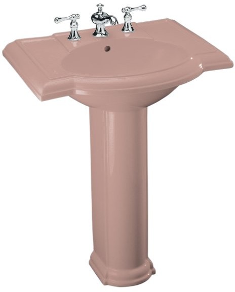 Kohler Devonshire K-2294-1-45 Wild Rose Pedestal Lavatory with Single ...