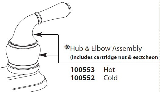 Moen 100553 Monticello Chrome Hot Lever Handle Hub Kit | AffordableFaucets